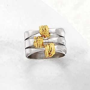Ross-Simons Two-Tone Sterling Silver Wrapped Station Ring. Size 9
