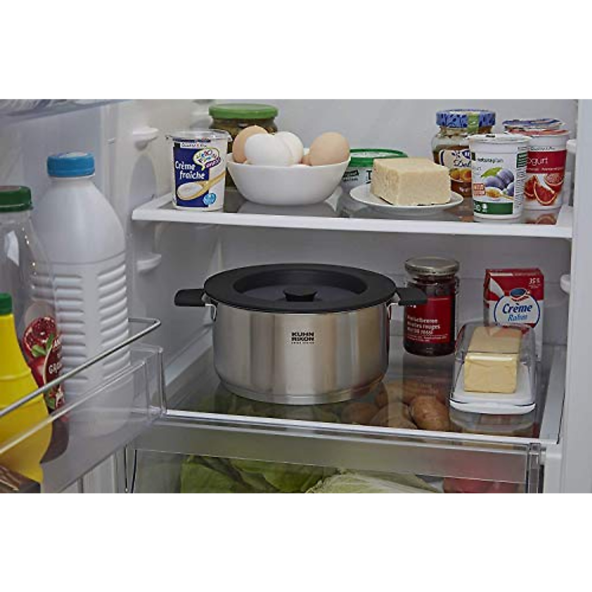 KUHN RIKON Smart & Compact Casserole Pot, 5 Litre/24 cm, Stainless Steel, 5 liters, Silver