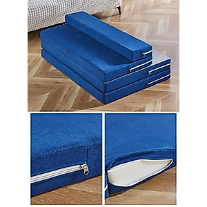 3" Thick Foldable Mattress High Density Foam Floor Guest Bed with Non-Slip Bottom,Single/Twin/Queen/King Size Folding Mattress Portable Travel Camping Mattress (Blue,31"x79"x3")
