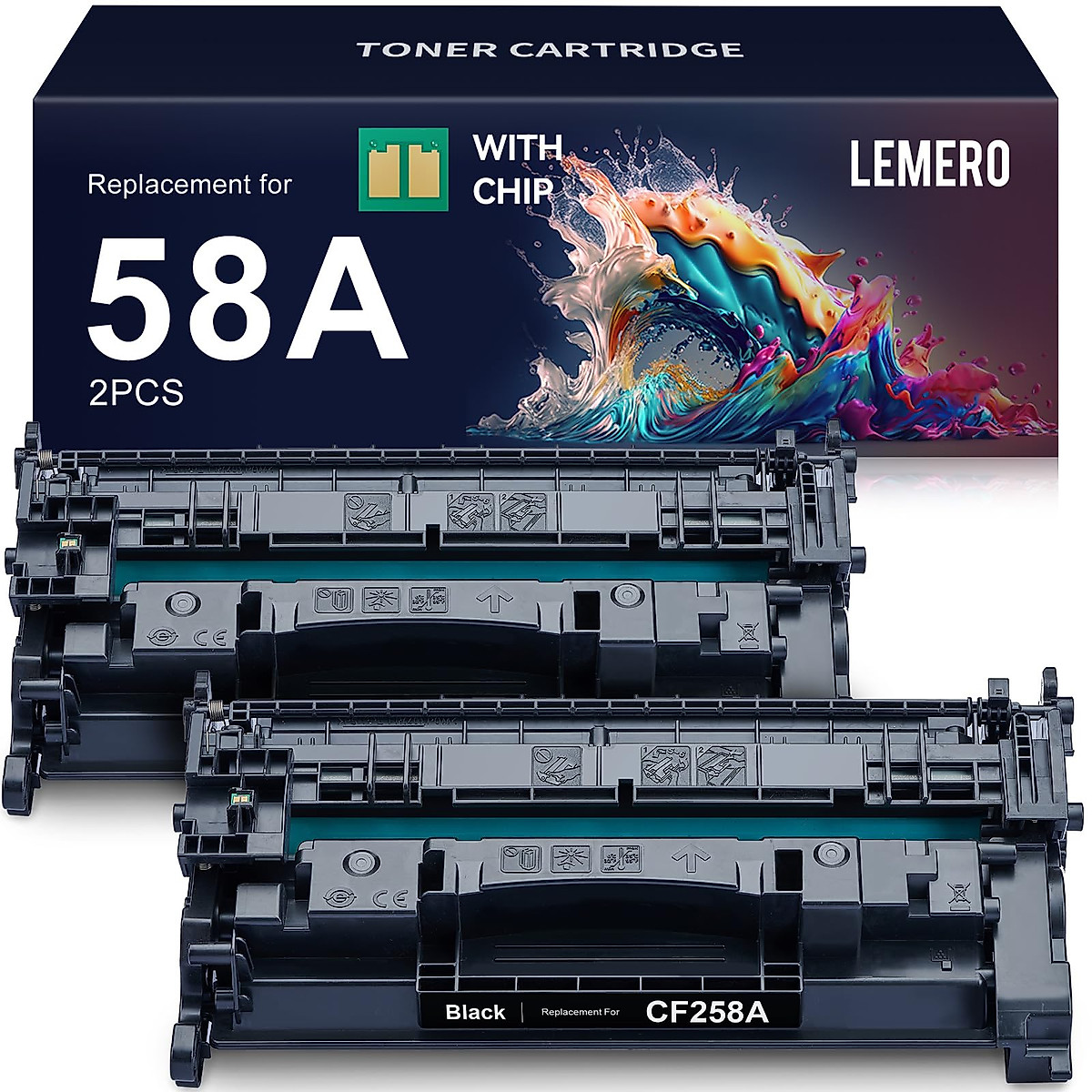 LEMERO 58A (with Chip) Remanufactured Toner Cartridge Replacement for HP 58A CF258A CF258X 58X for Laserjet Pro MFP M428fdw M404dn M404n M404dw M428fdn M404 Printer (Black)