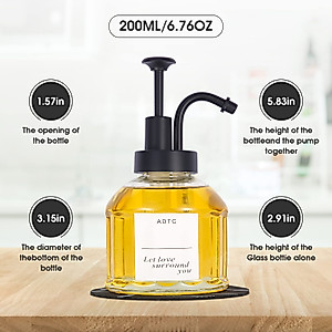 ADTC Coffee syrup dispenser,Syrup dispenser,Glass syrup bottle with pump,Concentrated juice glass bottle,Olive oil bottle,coffee bar,home bar,6.7 oz,Black