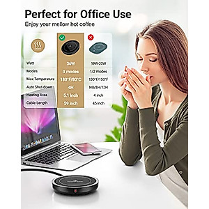 Coffee Mug Warmer, 36W Coffee Cup Warmer with 3 Temperature Settings (105℉-180℉) and 4 Hours Auto Shutt-Off Function for Office Home Desk Use,Electric Beverage Warmer for Keep Coffee Tea Milk Hot