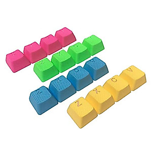 Rubber Gaming Backlit Keycaps Set - 4 Keys for Z, X, C, V, Cherry MX Mechanical Keyboards Compatible OEM (Neon Green)
