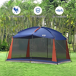CAMPROS CP Screen House 12 x 10 Ft Screened Mesh Net Wall Canopy Tent Screen Shelter Gazebos for Patios Outdoor Camping Activities - Blue