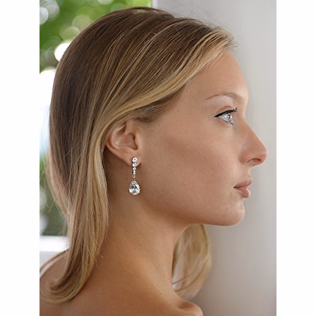 Mariell Cubic Zirconia Wedding Drop Earrings, Teardrop CZ Crystal, for Brides, Bridesmaids, Prom Gift
