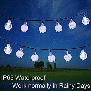 Sakruda Solar String Lights 60LEDS 37FT,Solar or USB Powered,Waterproof Crystal Balls with 8 Lighting Modes,Outdoor Garden Fairy Light for Patio Lawn,Home,Wedding Party,Christmas Decoration(White)