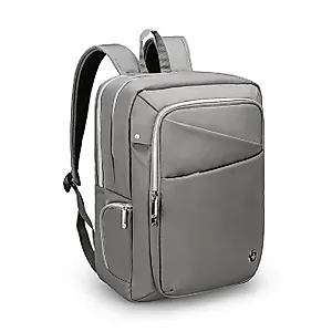 Swissdigital Design Laptop Backpack For Women，College Bookbags With USB Charging Port，Large Capacity Computer Backpacks For Work Business Grey(Katy Rose SD1006F-02)