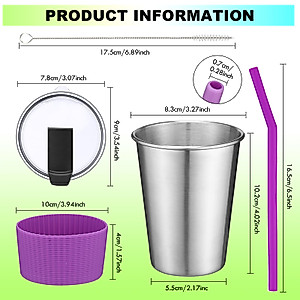 Eccliy 10 Pack Stainless Steel Kids Cups with Lids and Straws, Spill Proof Metal Tumblers with Sleeves, Sippy Drinking Water Glass for Toddlers and Adults (11.8 oz)