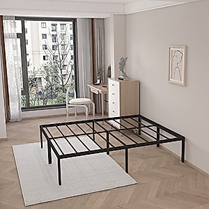 DURISO King Size Bed Frame 18 Inch High King Bed Frame Platform Heavy Duty Sturdy Metal Steel Max 3500lbs Easy to Assemble No Box Spring Needed Black