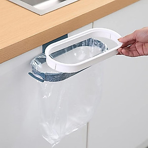 Eioflia Garbage Bag Holder Trash Bag Hanging Bracket Waste Bin Hanger Organizer for Kitchen Cupboard Door Dark Blue, Waste Recycling