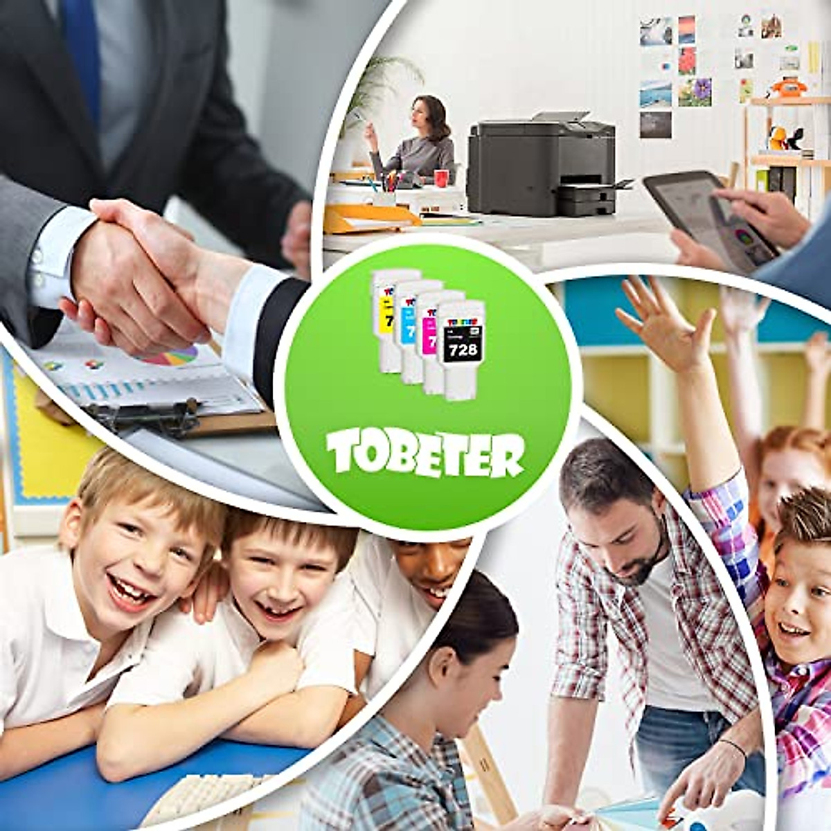 ToBeter Remanufactured 728 XL(Each 300ml) Ink Cartridge Replacement for HP 728 F9J68A F9K17A F9K16A F9K15A, for HP DesignJet T730 (F9A29E) T830 MFP(F9A30A/F9A28A/F9A28D/F9A30D) Printer - 4 Pack