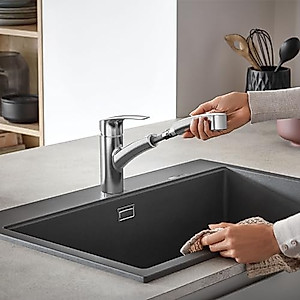 GROHE 30306DC1 Eurosmart Dual Spray Pull-Out Kitchen Faucet with sprayer Supersteel (Stainless Steel)