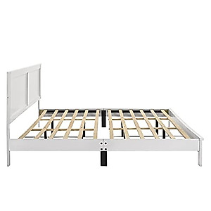New Classic Furniture Aries Solid Wood Queen Size All-in-One Panel Bed, White