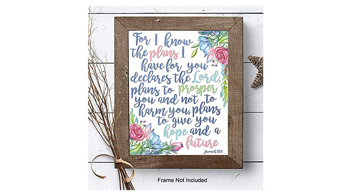 Jeremiah 29:11 Wall Art - Inspirational Christian Bible Verse Decor