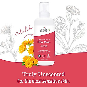 Earth Mama Simply Non-Scents Baby Wash Foaming Hand Soap, Organic Fragrance Free Body Wash, Unscented Body Wash, Castile Soap with Coconut Oil, Shea Butter, Calendula, & Aloe, 34floz