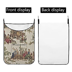 Hanging Laundry Hamper Bag French Country Door Hanging Hamper with Front Pocket Save Bathroom Space Hanging Laundry Bag Size 20X26inch Door Laundry Basket.