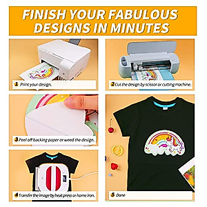 HTVRONT Heat Transfer Paper for Dark Fabric - 10 Sheets 8.5"x11" Printable Heat Transfer Vinyl for Inkjet Printer - Wash Durable Iron on Transfer Paper