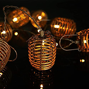 Outdoor String Lights，Solar Operated 10 Mini Bulbs Drum-Shaped Lantern String Light, LED Patio Warm White Flashing Waterproof Hanging Decorative String Lights for Garden, Backyard, Christmas, Party.