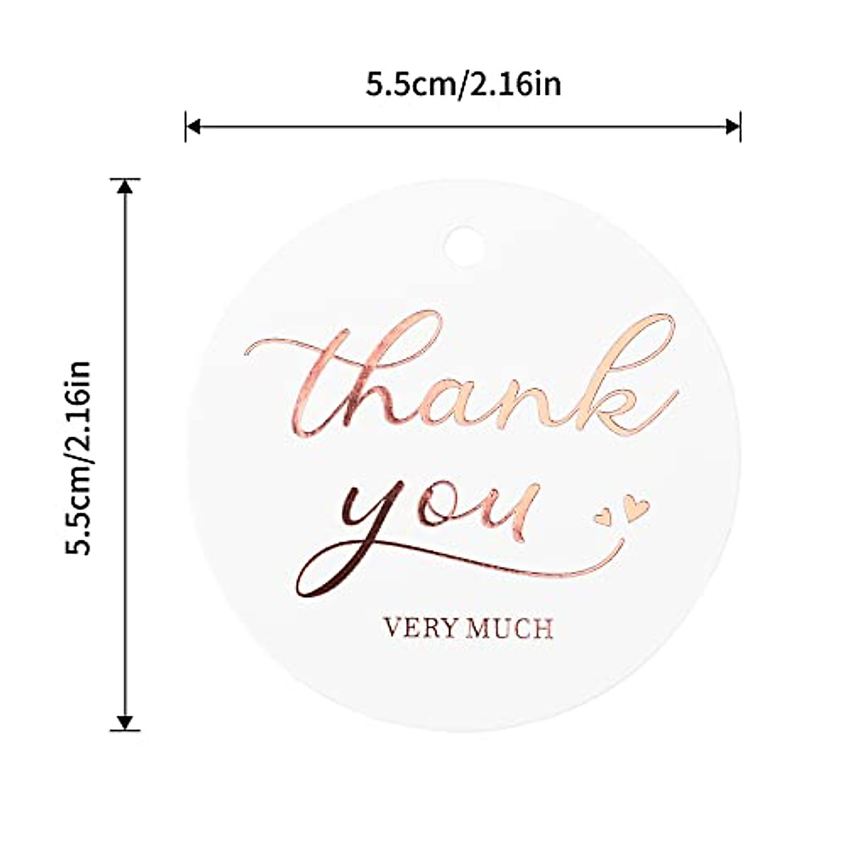jijAcraft 100Psc Thank You Gift Tags with String,Thank You Tags,Rose Gold Foil Round Tags,Personalized Favor Tags,White Paper Tags for Wedding,Birthday,Baby Shower,Thank You Very Much Gift Tags