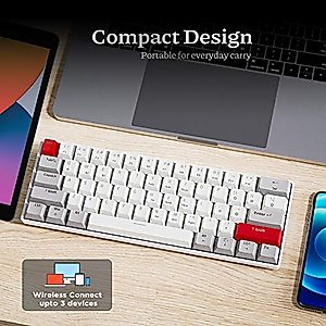 Newmen GM610 60% Wireless Mechanical Keyboard,Wired/Bluetooth RGB Backlit,61 Anti-Ghosting Keys,Programmable,Hot-Swappable Gaming Keyboard,for PC Windows Mac Laptop Computer(Linear Red Switch)