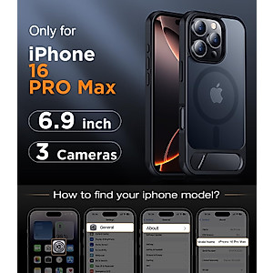 Temdan Magnetic Compatible with iPhone 16 Pro Max Case, [Built-in Invisible Kickstand][Compatible with MagSafe] [Military Grade Shockproof] Slim Translucent Matte Phone Case for iPhone 16 Pro Max 6.9"
