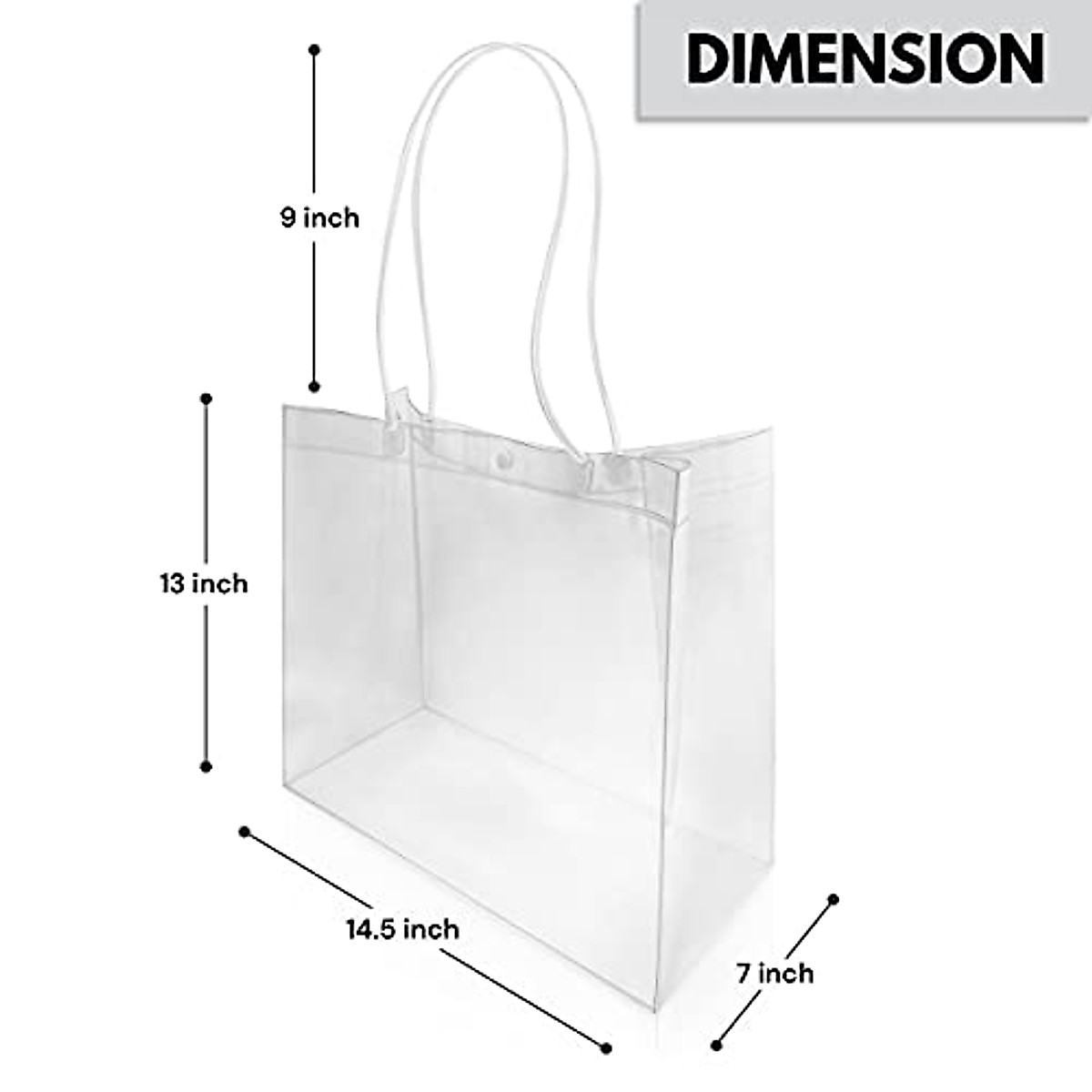 T&V Clear Bags for Women - Transparent PVC Tote Bag - Fashion Purse for Work, Shopping, Travel, Beach Stadium Festival Plastic Handbag with Button Closure - See Through Shoulder Bag for Women, Teens, White