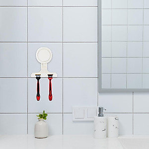 Beavorty 2pcs Suction Razor Hanger Suction Cup Wall Hanger Plug Hooks Bathroom Shower Hooks Toothbrush Wall Holder Wall Hanging Hooks Shaving Brush Holder White Abs Old Fashioned Coat Hook