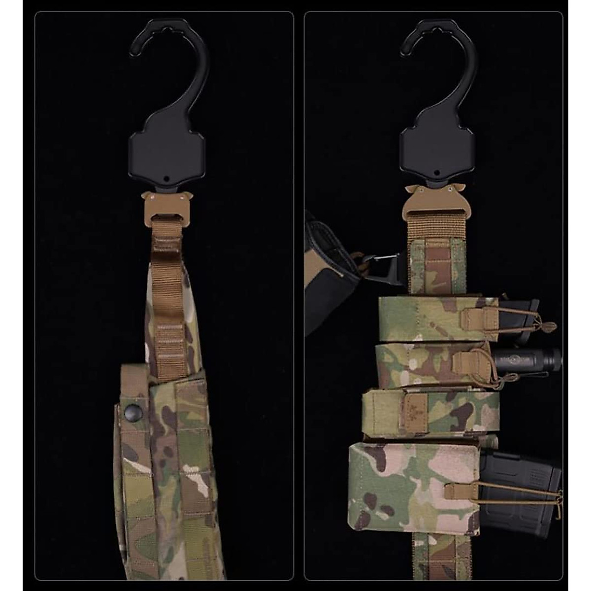 Tactical Belt Hanger Closet Belt Organizer Belt Holder, Belt Storage for Men or Women Best Way to Hang Quick Release Buckle Belts (Black 2pc)