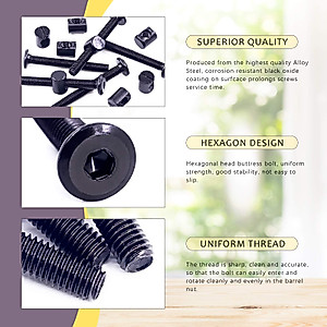 Swpeet 25Pcs Black M6 × 50mm Crib Hardware Screws, Hex Socket Head Cap Crib Baby Bed Bolt and Barrel Nuts with 1 x Allen Wrench Perfect for Furniture, Cots, Crib Screws (M6x50mm)