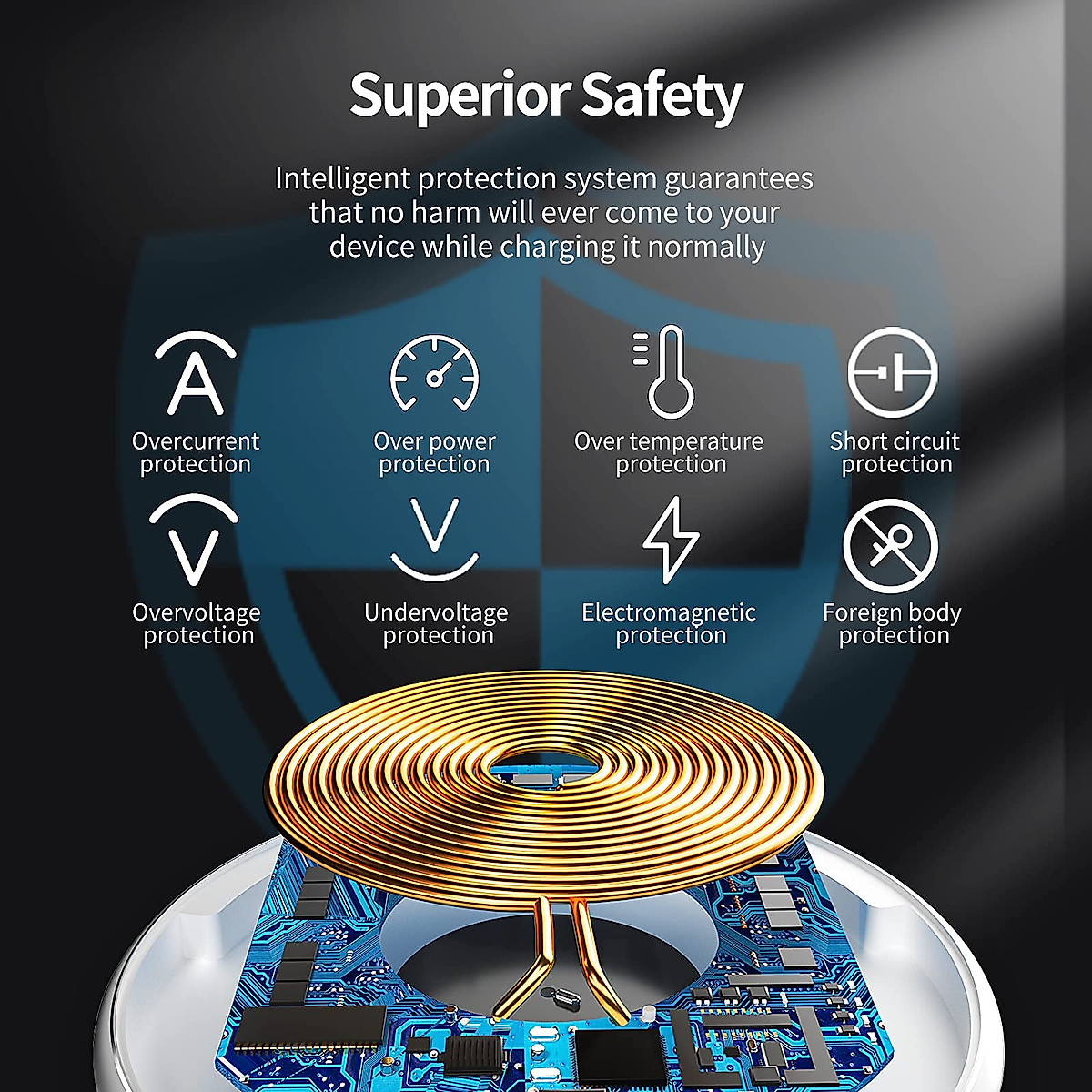 KPON Invisible Wireless Charger, Hidden Long Distance Charger, Under Desk 10W Furniture Charging Pad for iPhone 14/14 Plus/14 Pro/14 Pro max/13 Series/Wireless Phones