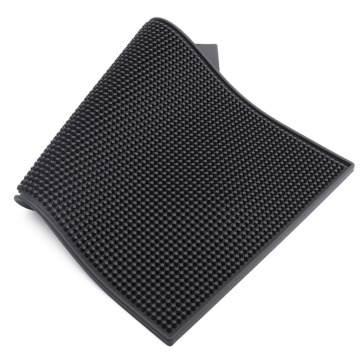 Facmogu 18 x 12 Inch Rubber Bar Mats, Black Heavy Duty Bar Mat PVC Rubber Wet Dish Drying Spill Matting Non Slip Heat Resistant for KTV Bar Glass, Restaurant, Home Counters