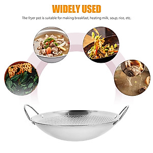 Yardwe Wok Pan Stainless Steel Stir Fry Pans 8 Inch Hot Pot Iron Frying Pan Double Handle Chinese Cooking Pot Kitchen Cookware For Boiling Steam Silver s Steel Wok