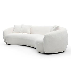 kevinplus 101'' White Curved Sofa Boucle Cloud Couch for Living Room, Modern Luxury Contemporary Upholstered Sectional Sofa Couch for Home Apartment Office Studio, White
