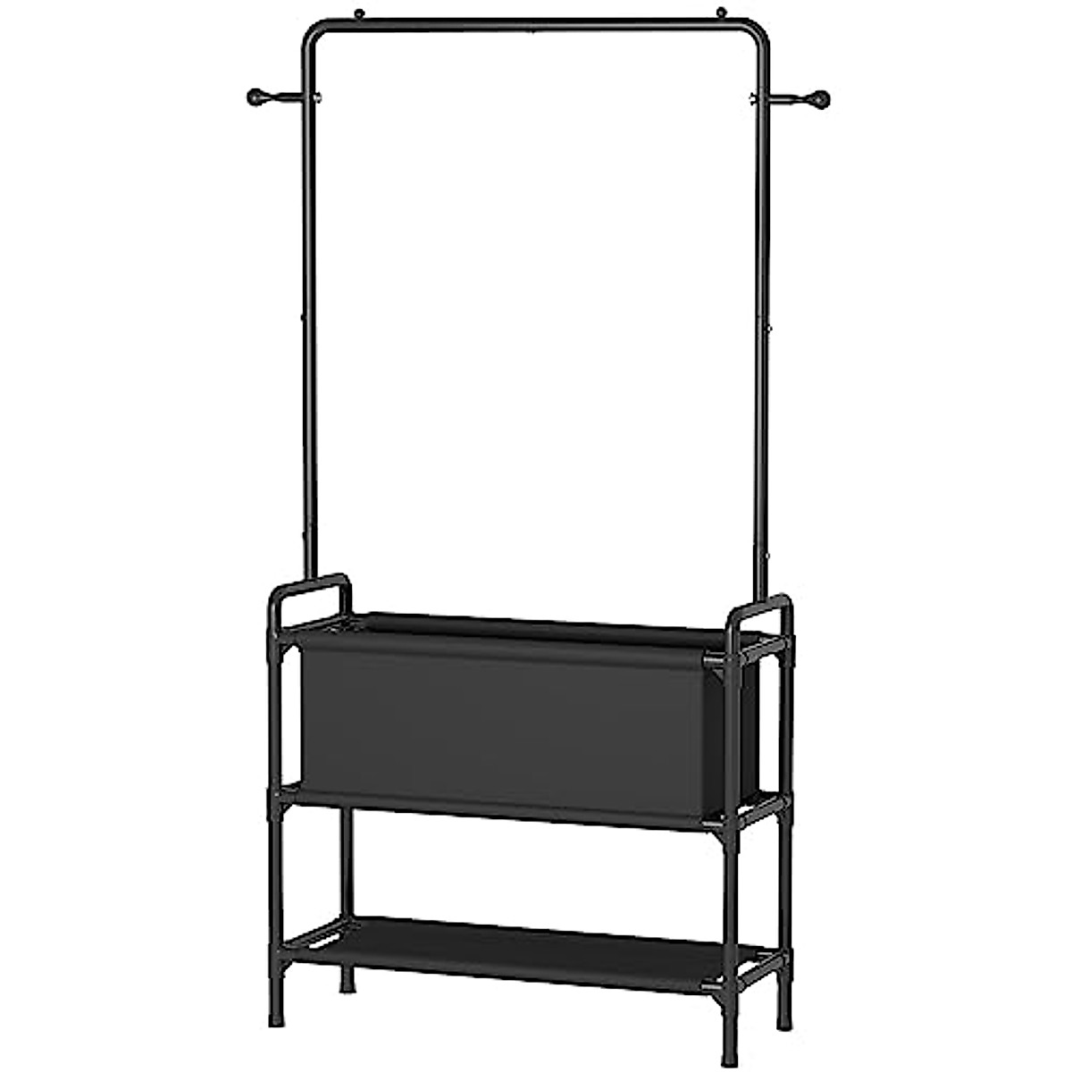 Calmootey Clothing Rack with Storage Bag,Non-woven Shelves for Shoes,Multi-Functional Garment Rack for Bedroom,Hallway,Black