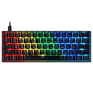 Mizar MZ60 Luna Mechanical Gaming Keyboard | 60% Keyboard 62 Key ANSI US Layout | RGB LED Backlit | Anti Ghosting NKRO | Progammable Macro Keys | Hotswap Gateron Optical Brown Switches | Black