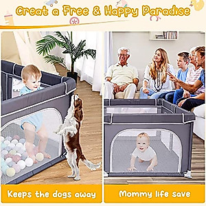 Ronipic Large Playpen for Babies and Toddlers Baby Gate Playpen Outdoor Play Pen Baby Fence Play Area (79"x71"x27")