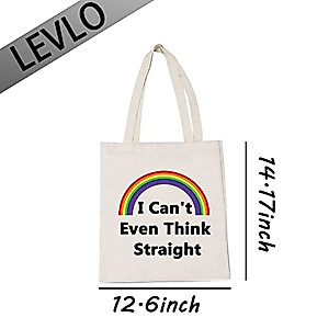 LEVLO Rainbow LGBT Lesbian Gay Pride Bags I Can't Even Think Straight Shopping Bags Birthday Present (I Can't Even Think Straight)
