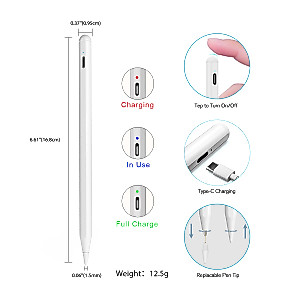 Stylus Pencil for iPad 9th & 10th Generation, Active Pen with Palm Rejection Compatible with 2018-2022 Apple iPad 10th 9th 8th Gen/iPad Pro 11 & 12.9 inches/iPad Air 5th Gen (White)