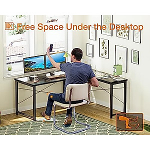 ODK L Shaped Desk, Computer Corner Desk, Gaming Desk, Home Office Writing Desk, Modern Wooden Workstation Desk, Easy to Assemble, 53 Inch, Black