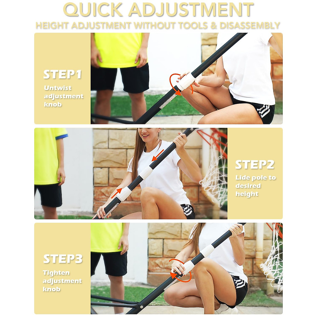 WIN.MAX Kids Basketball Hoop 29 in Backboard, 3.2 to 7.2FT Adjustable Height, Swimming Pool Basketball Hoop Outdoor for Kids/Adults Indoor Outdoor