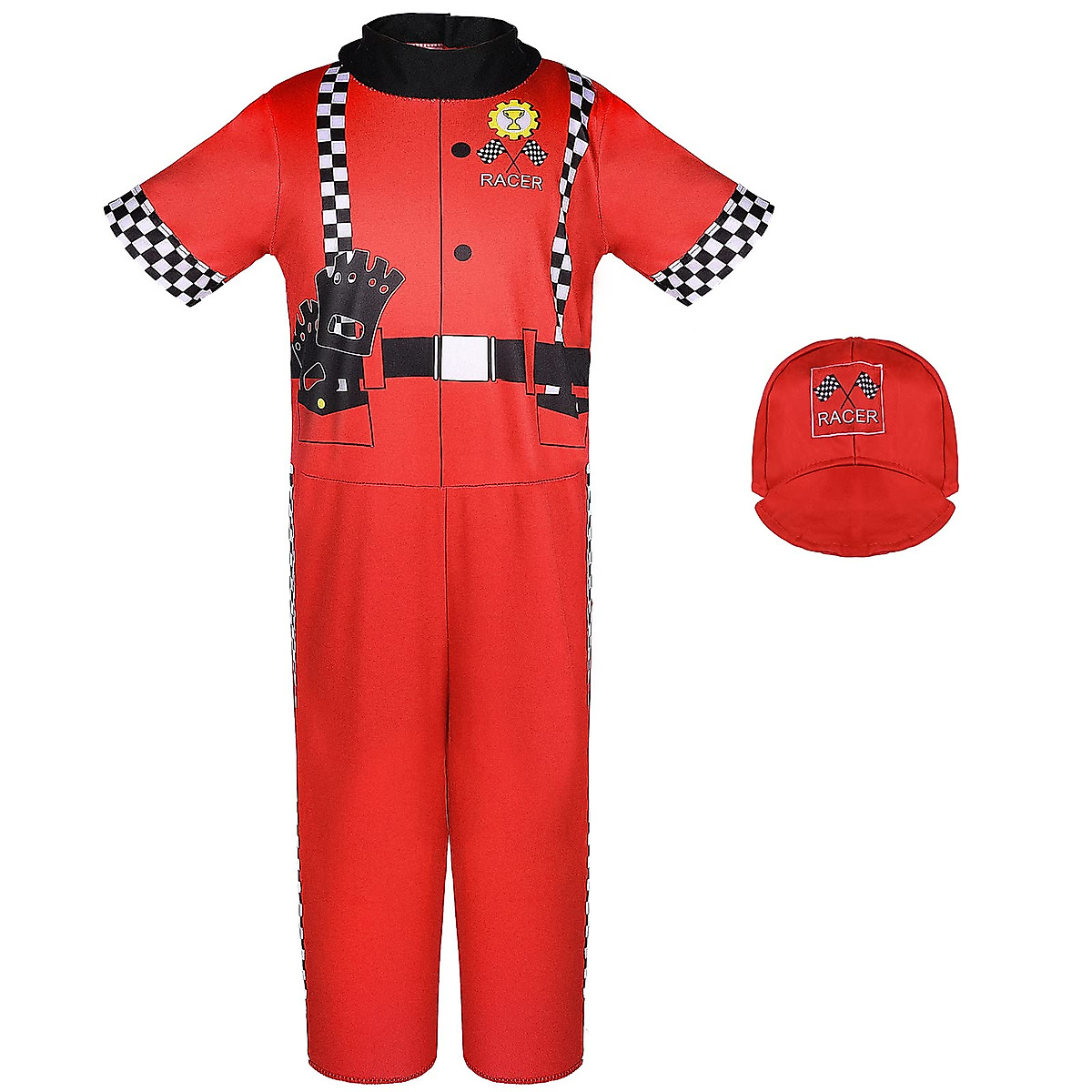 Jeowoqao Dress up Clothes for Little Boys Girls, Kids Dress Up Pretend Play Costumes,Police, Firefighters,Racers,Astronauts Costume for Toddler Age 3-6 Years Play Gift