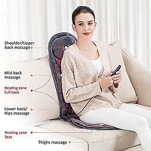 Snailax Vibration Massage Seat Cushion with Heat 6 Vibrating Motors and 2 Heat Levels, Back Massager, Massage Chair Pad for Home Office use