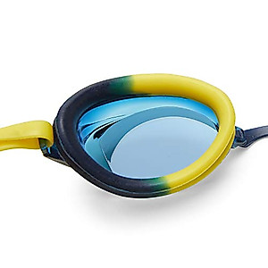 Speedo Unisex Adult Swim Vanquisher Extended View Goggles, Mirrored Navy Yellow/Amber/Gold, One Size US