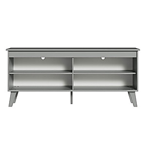 Madesa Compact TV Stand Cabinet with 4 Shelves and Cable Management for 50, 55 Inch TV Media Storage Unit Living Room and Bedroom Modern Wooden Television Media Console - Grey