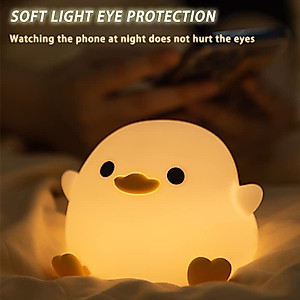 Crtivetoys Cute Duck Night Light for Kids Animal Silicone Nursery Rechargeable Table Lamp Bedside Lamp with Touch Sensor for Girls and Boys Bedrooms,LED Night Light Kawaii Room Desk Decors