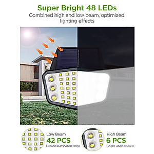 InnoGear Solar Outdoor Lights, 48 LED Spot Lights Outdoor IP67 Waterproof Spotlights for Yard Solar Spotlight 2-in-1 Landscape Spotlights Auto On/Off for Driveway Walkway Patio, Pack of 4 (White)