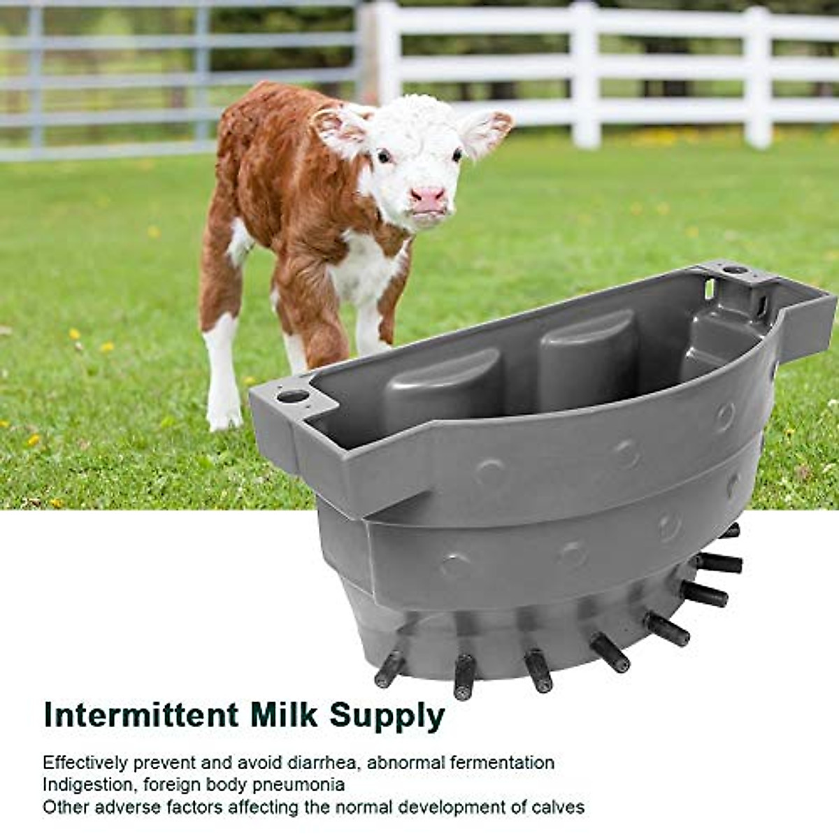 Milk Feed Buck, HL MP70C Plastic 38L High Capacity 8 Nipples Calf Milk Feed Bucket for Cattle Sheep Livestock for Cattle Sheep Livestock(38L) Bucket Organizers