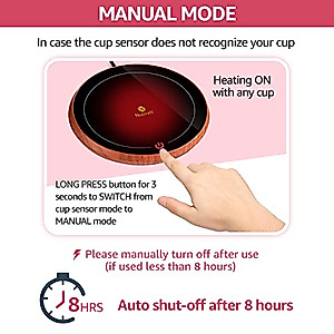 Nouvati Candle Warmer/Mug Warmer/Coffee Warmer for Desk Auto Shut-Off: Excellent Heating, 2 Heating Modes, Safety Features, Sleek & Compact; Tea Warmer (Wood Grain) 2.0