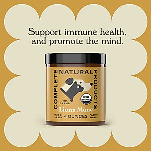 Complete Natural Products Organic Lion's Mane Mushroom for Pets - 4oz - Pure Organic Lion's Mane Mushroom