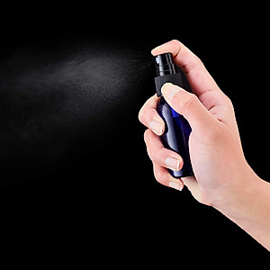 LISAPACK 1oz Small Plastic Blue Spray Bottle (12 Pack) Empty Mini Fine Mist Travel Size Atomizer, Tiny Sprayer for Little Perfume, Water, Cologne, Alcohol, Samples (Cobalt Blue, 30ml)